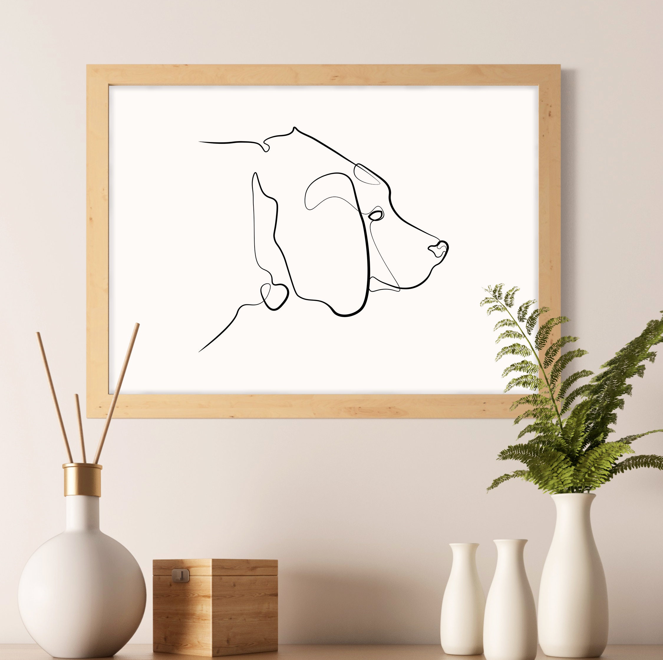 Beagle Single Line Illustration, Beagle Poster, Dog Wall Decor ...