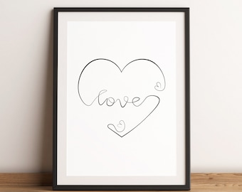 Abstract Rose Singular Line Drawing Minimalist Continuous | Etsy