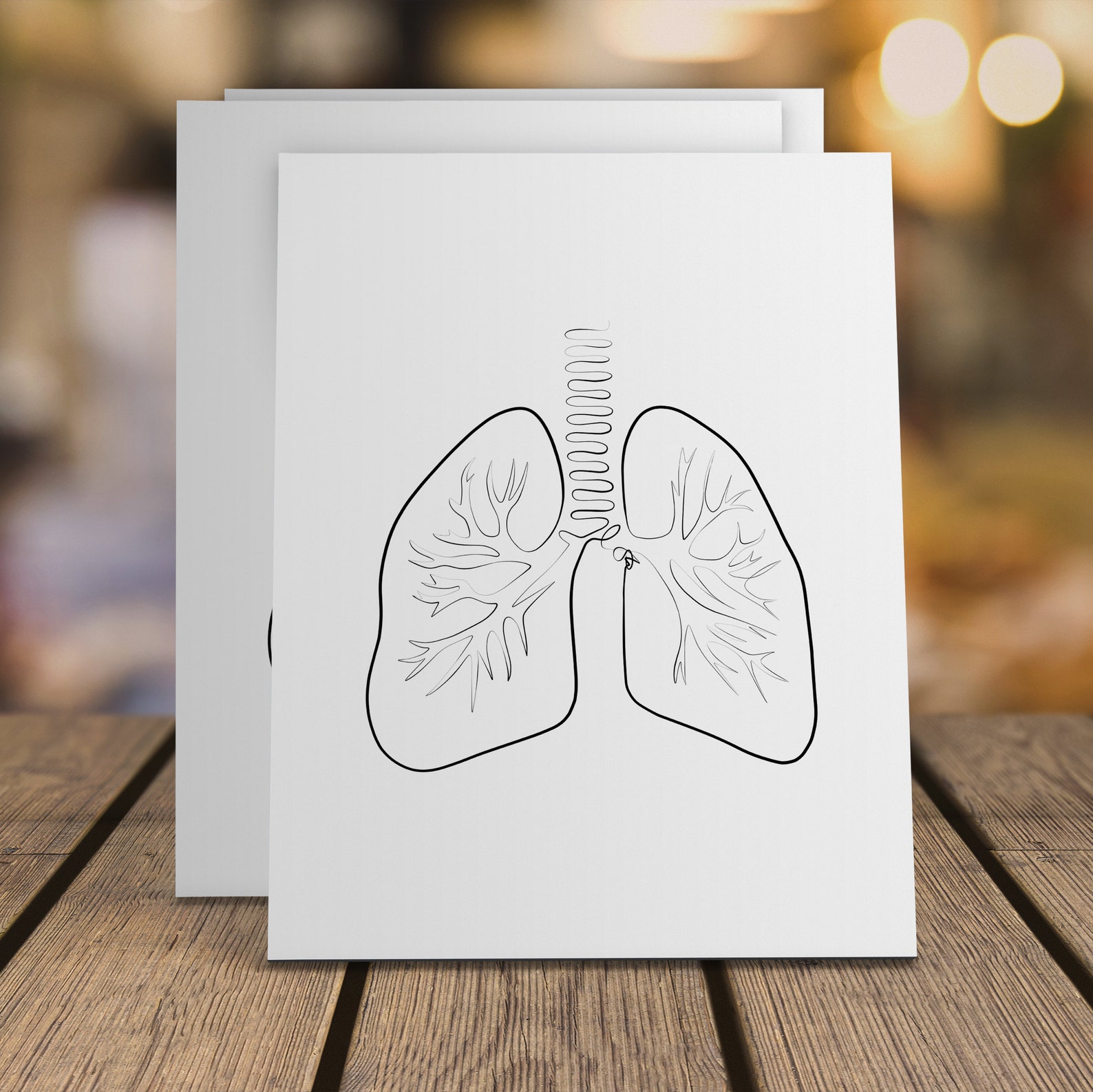 Anatomical Lungs Single Line Drawing, Medical Art, Health Print ...