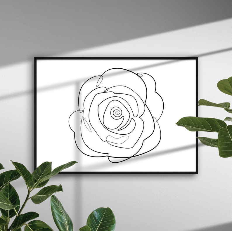 Abstract Rose Singular Line Drawing, Minimalist, Continuous Line ...