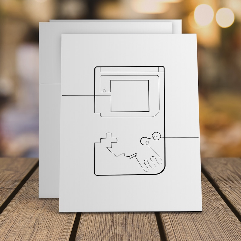 Abstract Retro Handheld Console Line Drawing, Minimalist Art, Gaming ...
