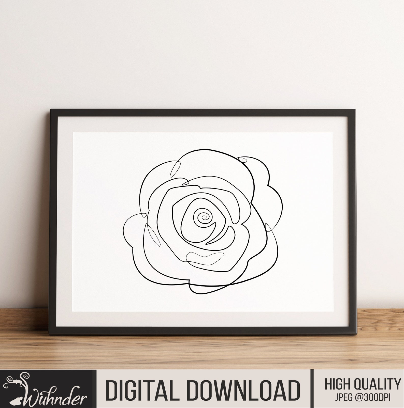 Abstract Rose Singular Line Drawing, Minimalist, Continuous Line ...