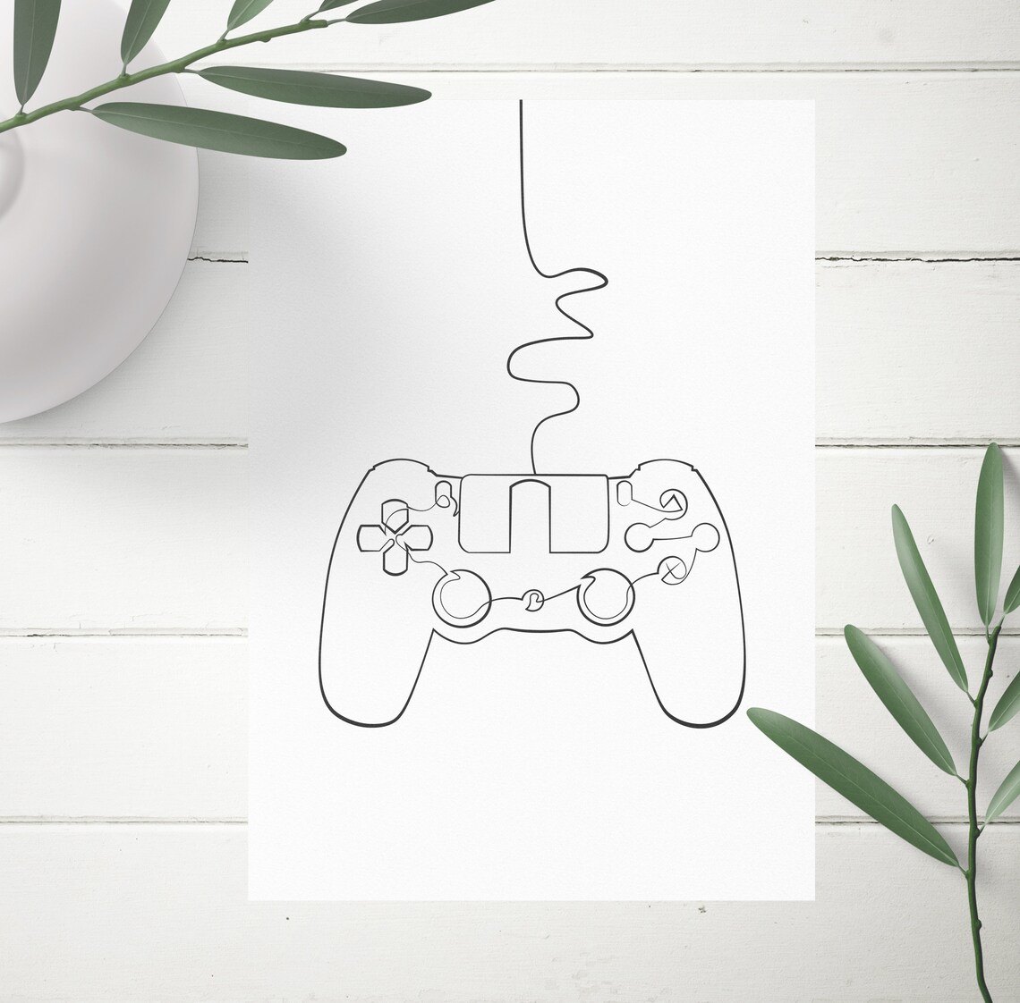 Abstract Controller Line Drawing Minimalist Art Gaming Wall | Etsy