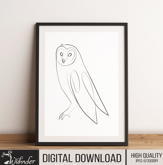 Owl Single Line Drawing Owl Wall Decor Nursery Print Owl - Etsy