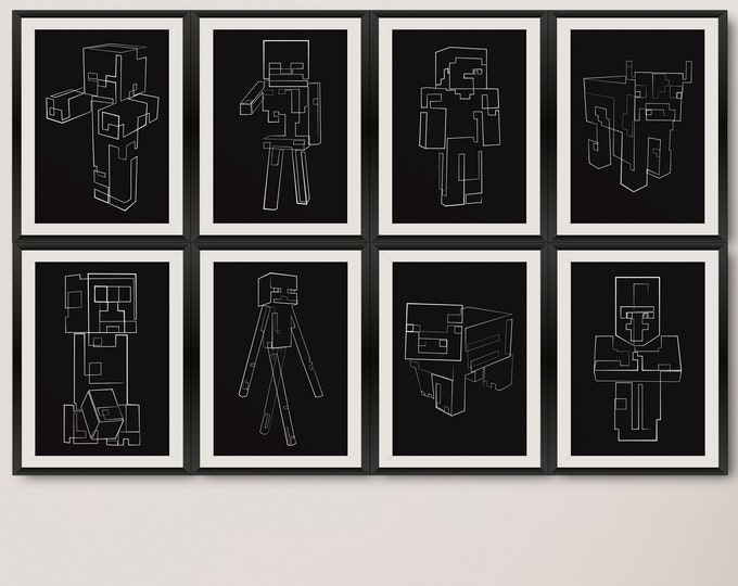 Minecraft Canvas Hand Painted Minecraft Inspired Wall Art - Etsy Australia