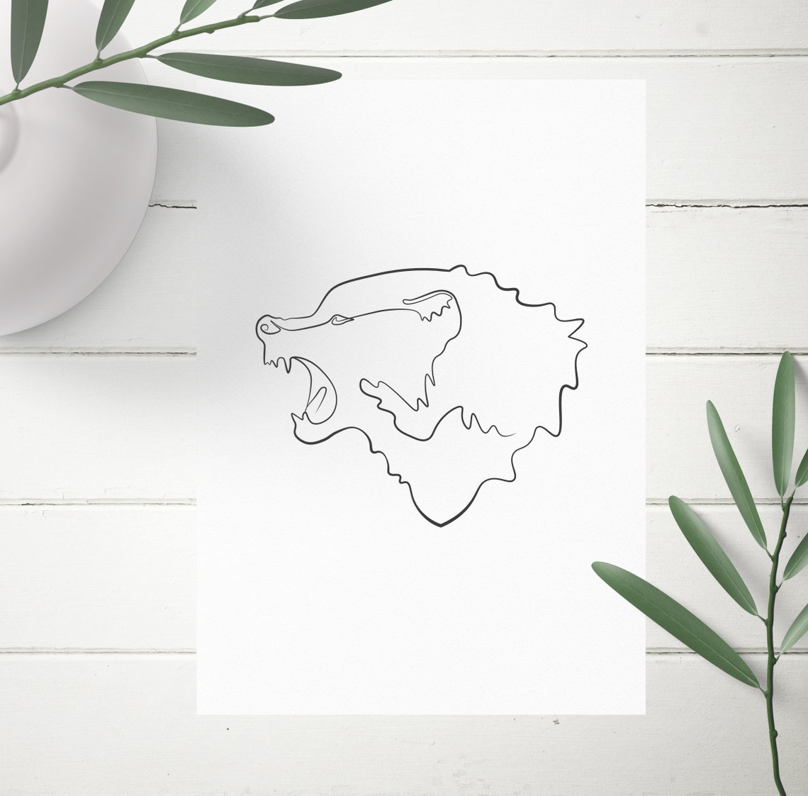 Abstract Snarling Wolf Line Art, Game of Thrones Inspired, House Stark ...