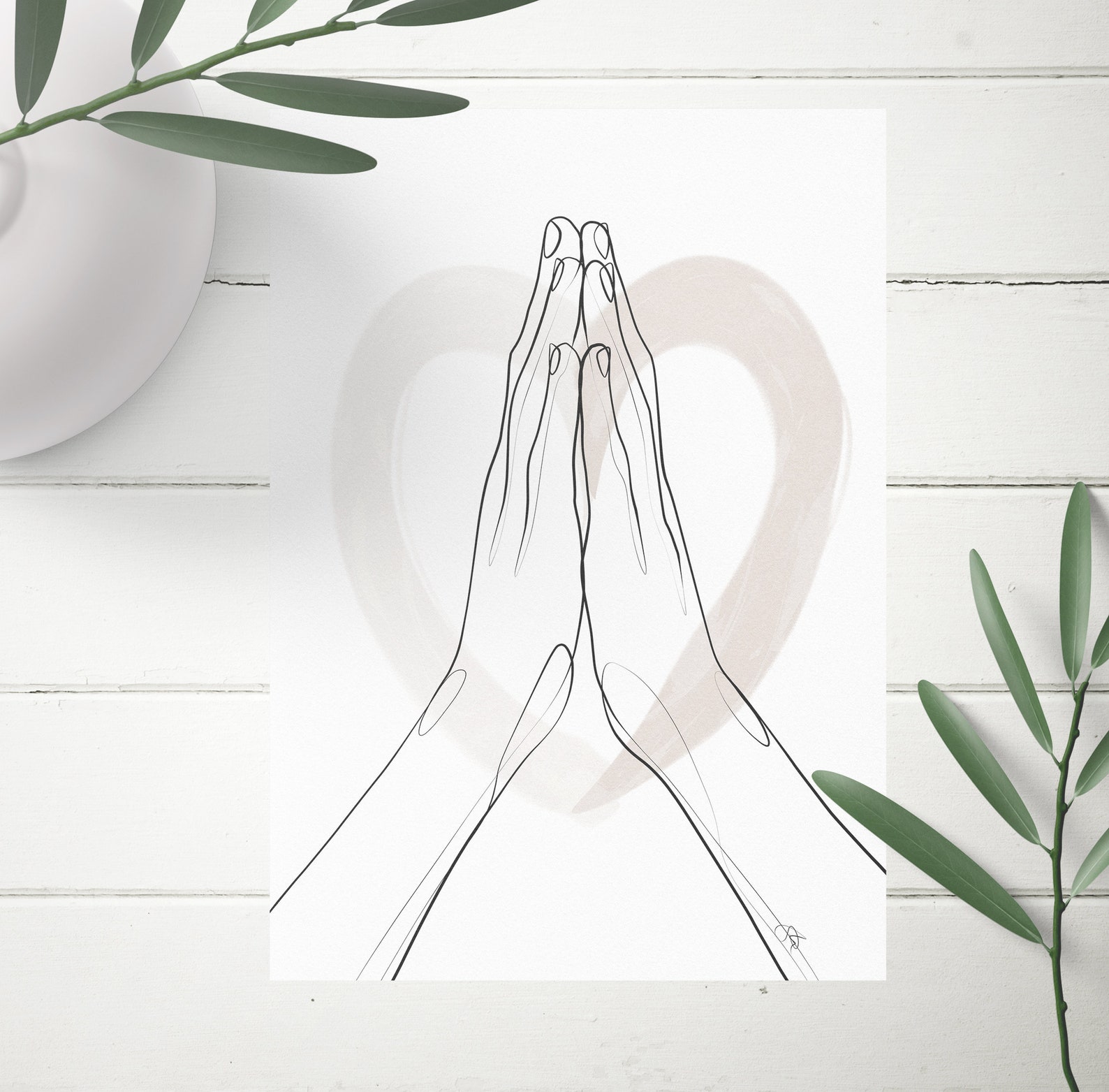 Praying Hands, Hands Together, Praying Wall Art, Hand Single Line ...