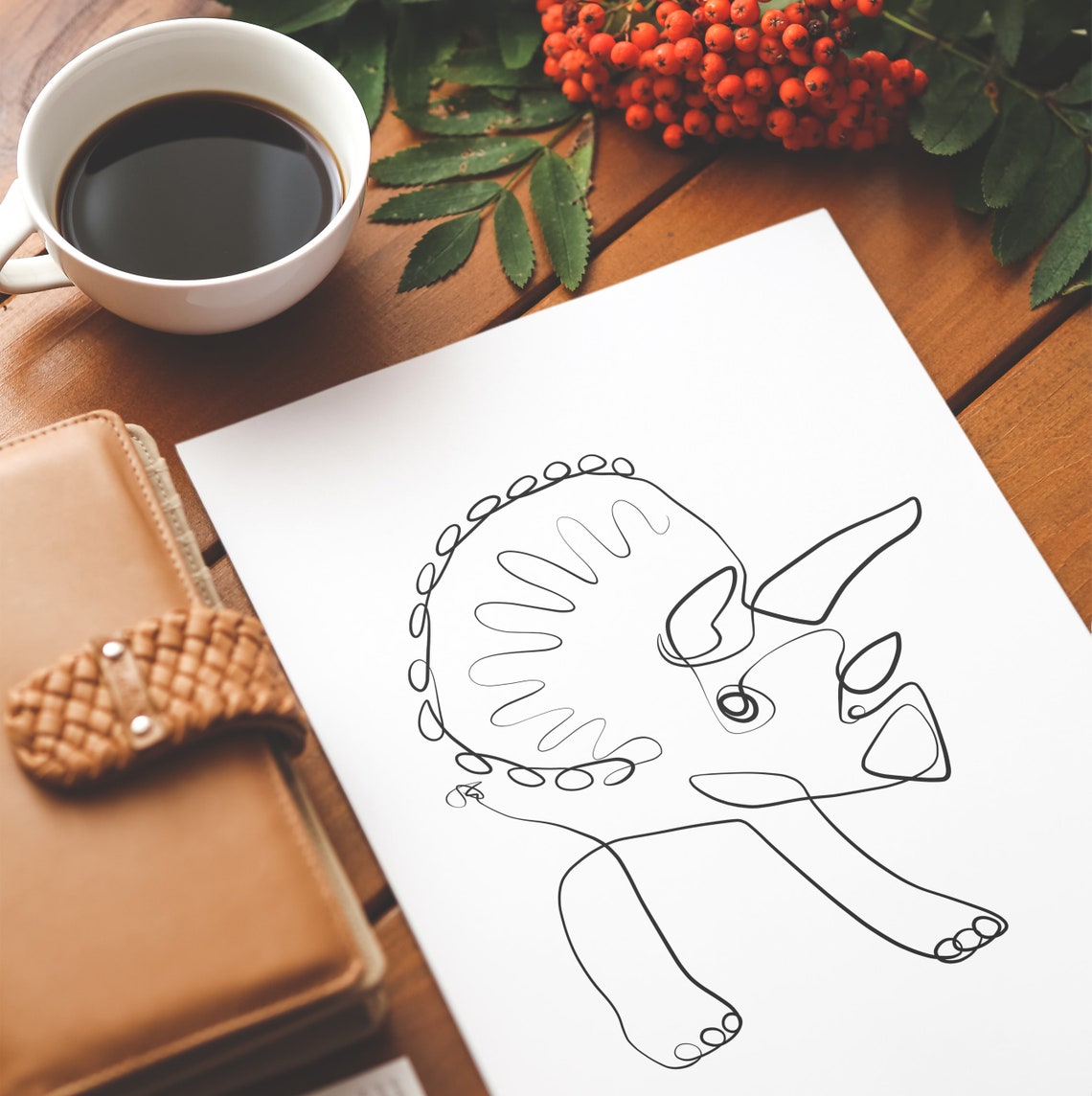 Triceratops Single Line Drawing Dinosaur Art Trike Art - Etsy