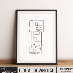 8 Block Abstract Line Drawing, Minimalist Art, Wall Decor, Block ...