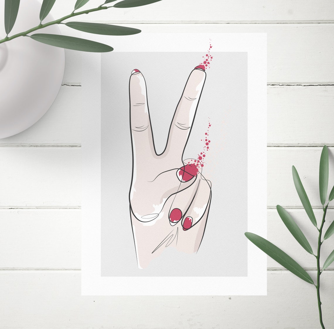 Peace Sign Hand Illustration Line Art Minimalist Hand | Etsy