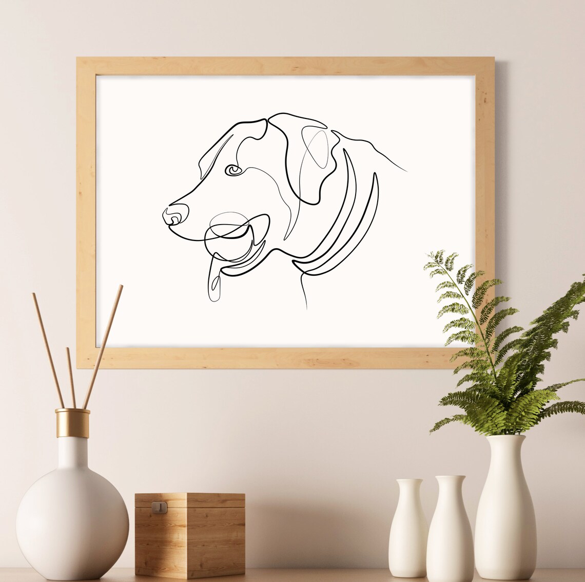 Labrador With Ball Line Drawing, Continuous Line Art, Hand Drawn ...