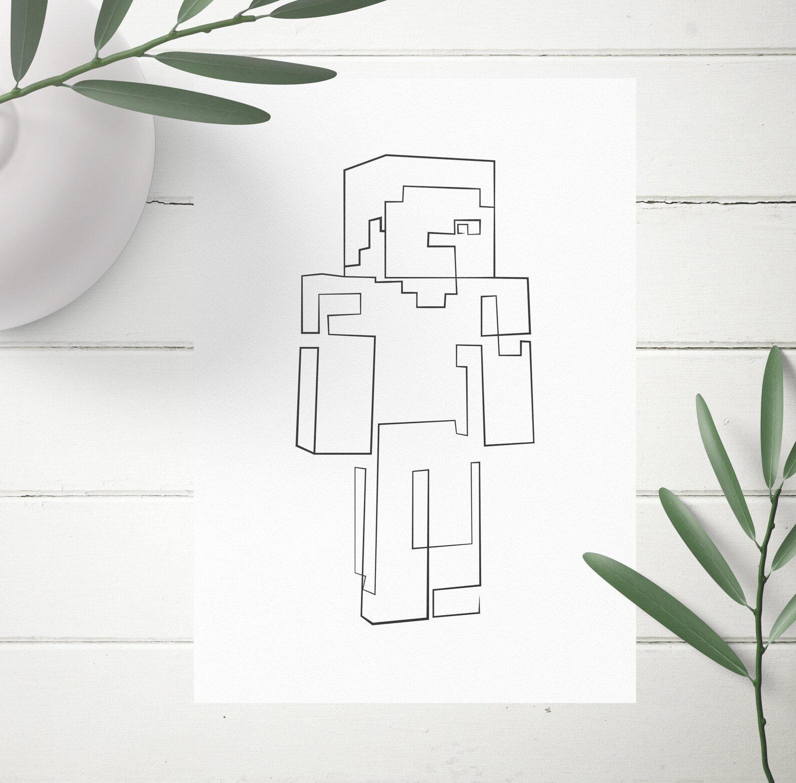 Block Abstract Line Drawing, Minimalist Art, Wall Decor, Block ...