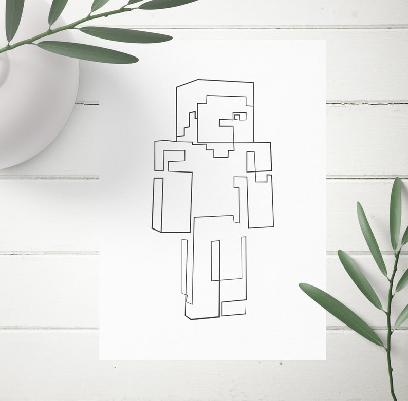 Block Abstract Line Drawing, Minimalist Art, Wall Decor, Block ...