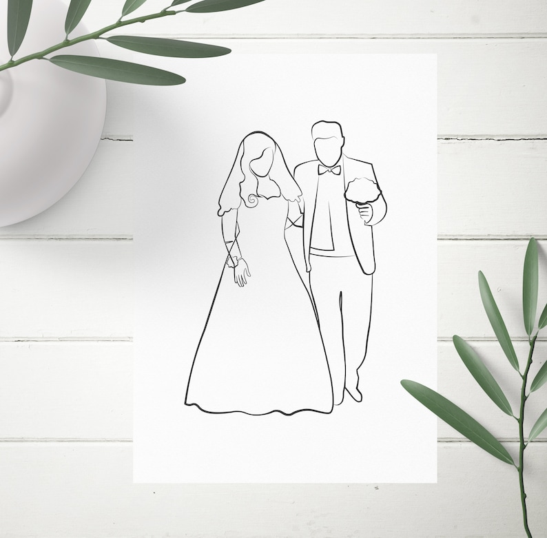 Bride and Groom Line Art Couple Line Art Minimalist Art - Etsy