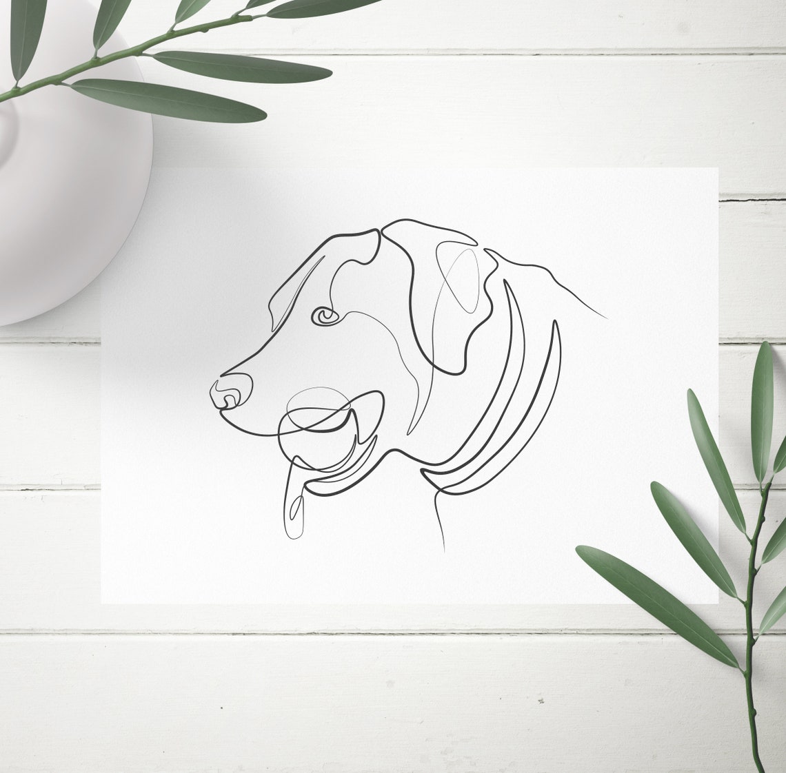 Labrador With Ball Line Drawing Continuous Line Art Hand | Etsy