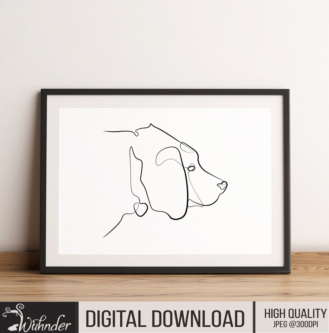 Beagle Single Line Illustration, Beagle Poster, Dog Wall Decor ...