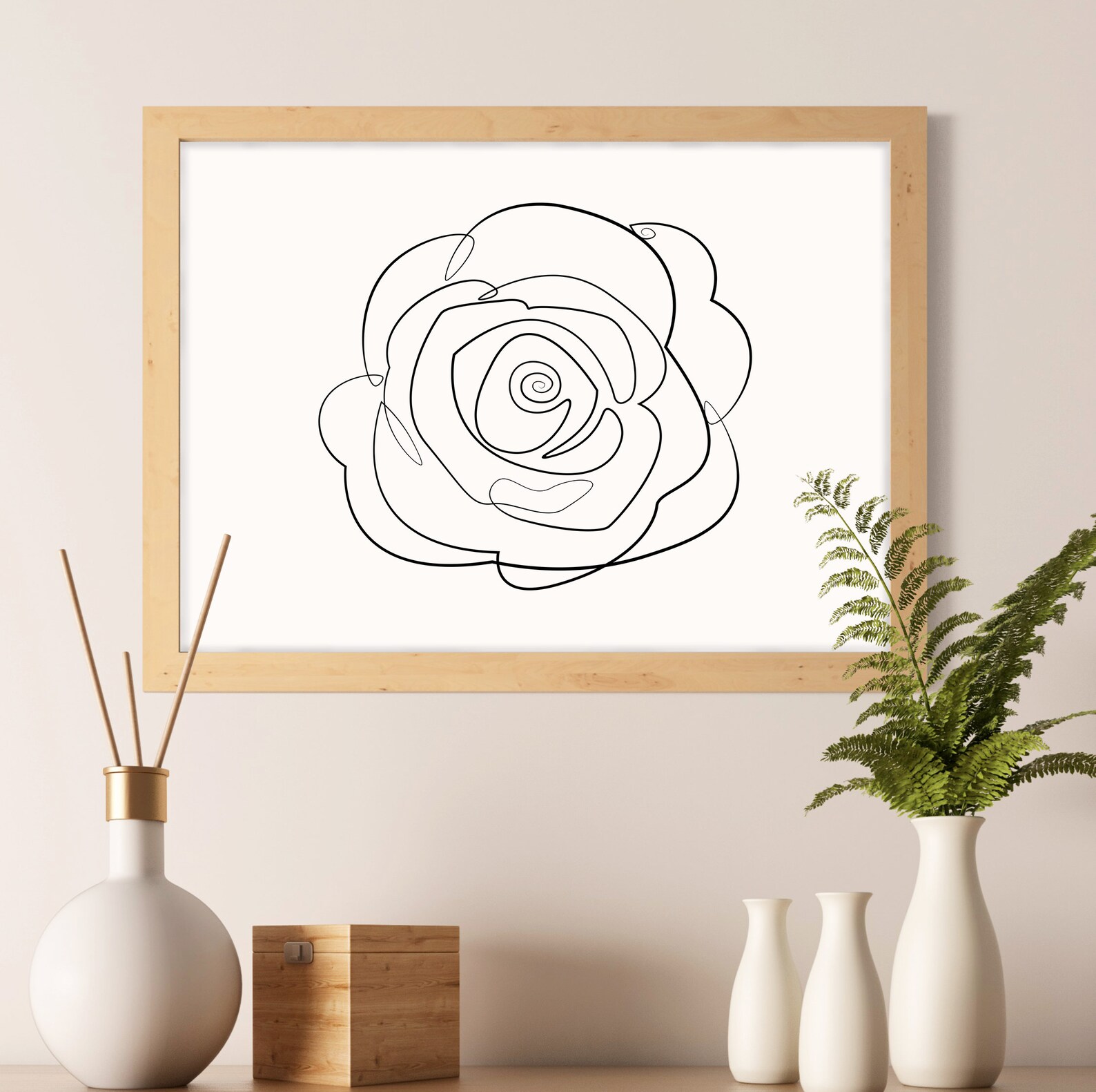 Abstract Rose Singular Line Drawing, Minimalist, Continuous Line ...