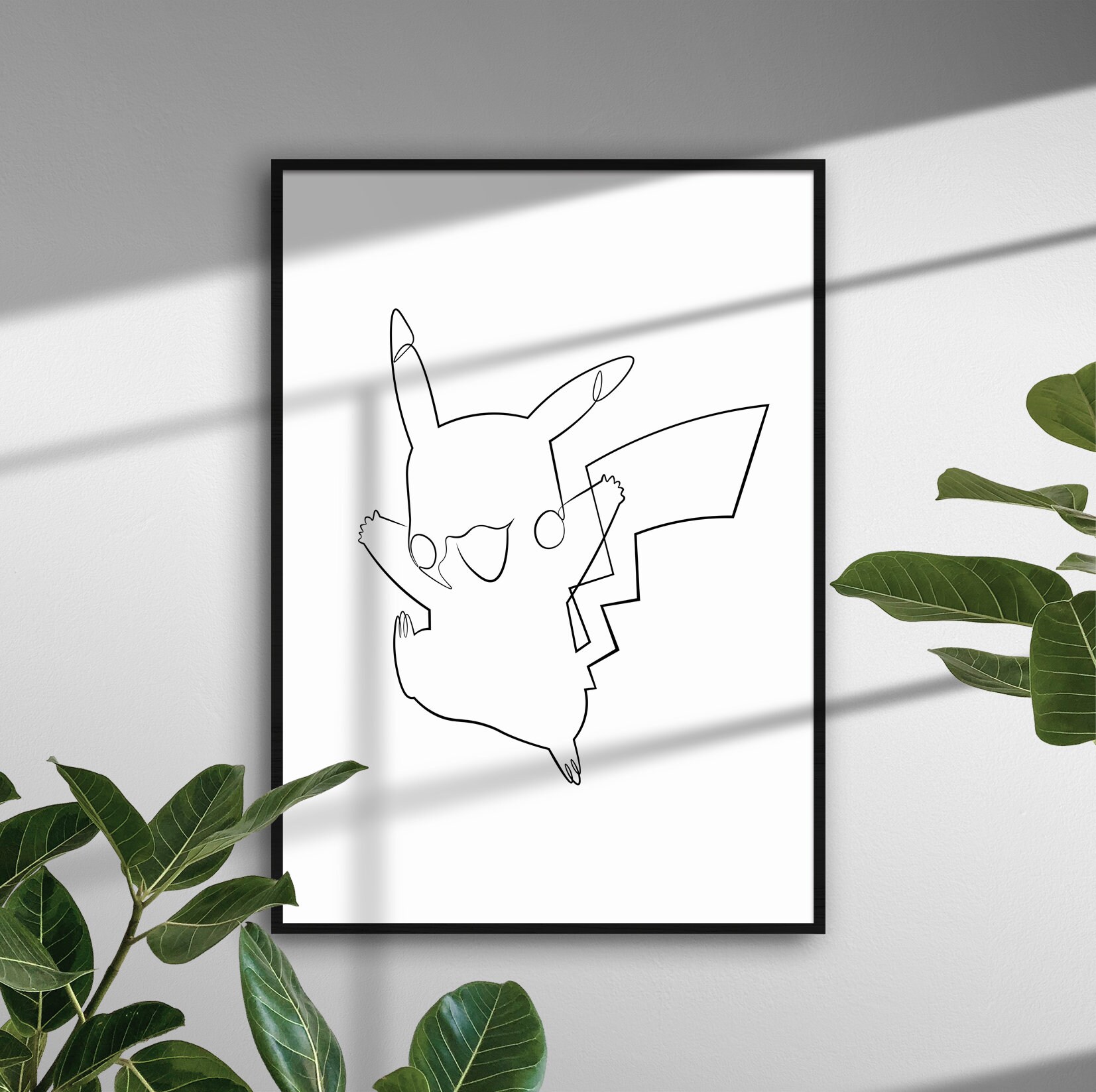 Pikachu Single Line Drawing Abstract Pikachu Art Pokemon | Etsy