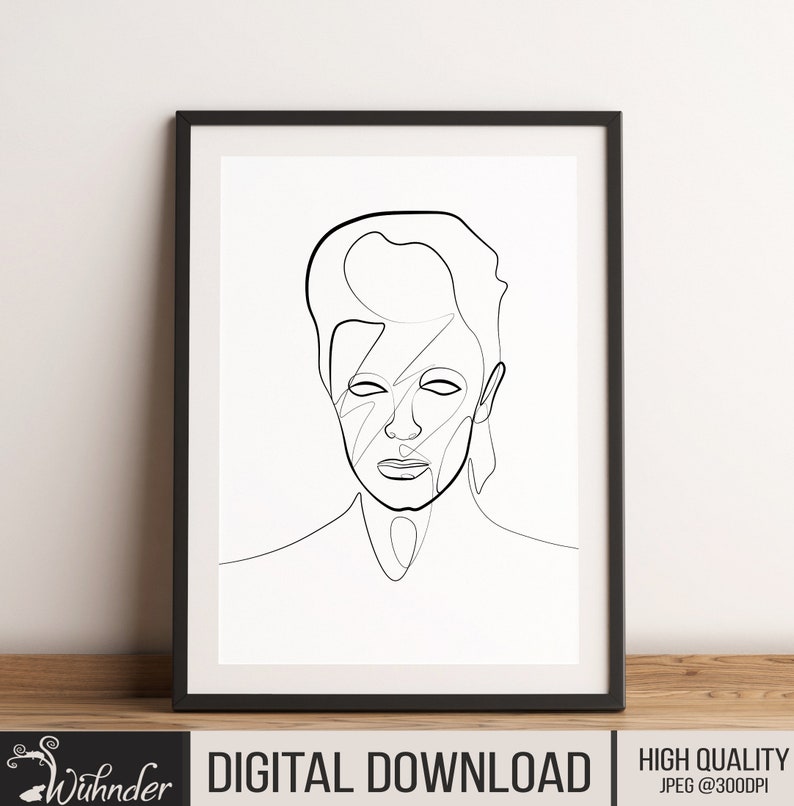 David Bowie Single Line Drawing | People Portrait | Bowie Poster ...