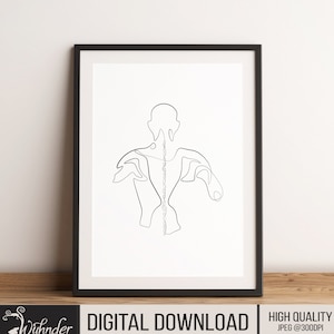 Back Anatomical Single Line Drawing, Chiropractor Decor, Chiropractic ...