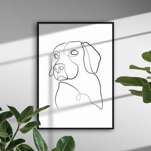 Beagle Single Line Illustration, Beagle Poster, Dog Wall Decor ...