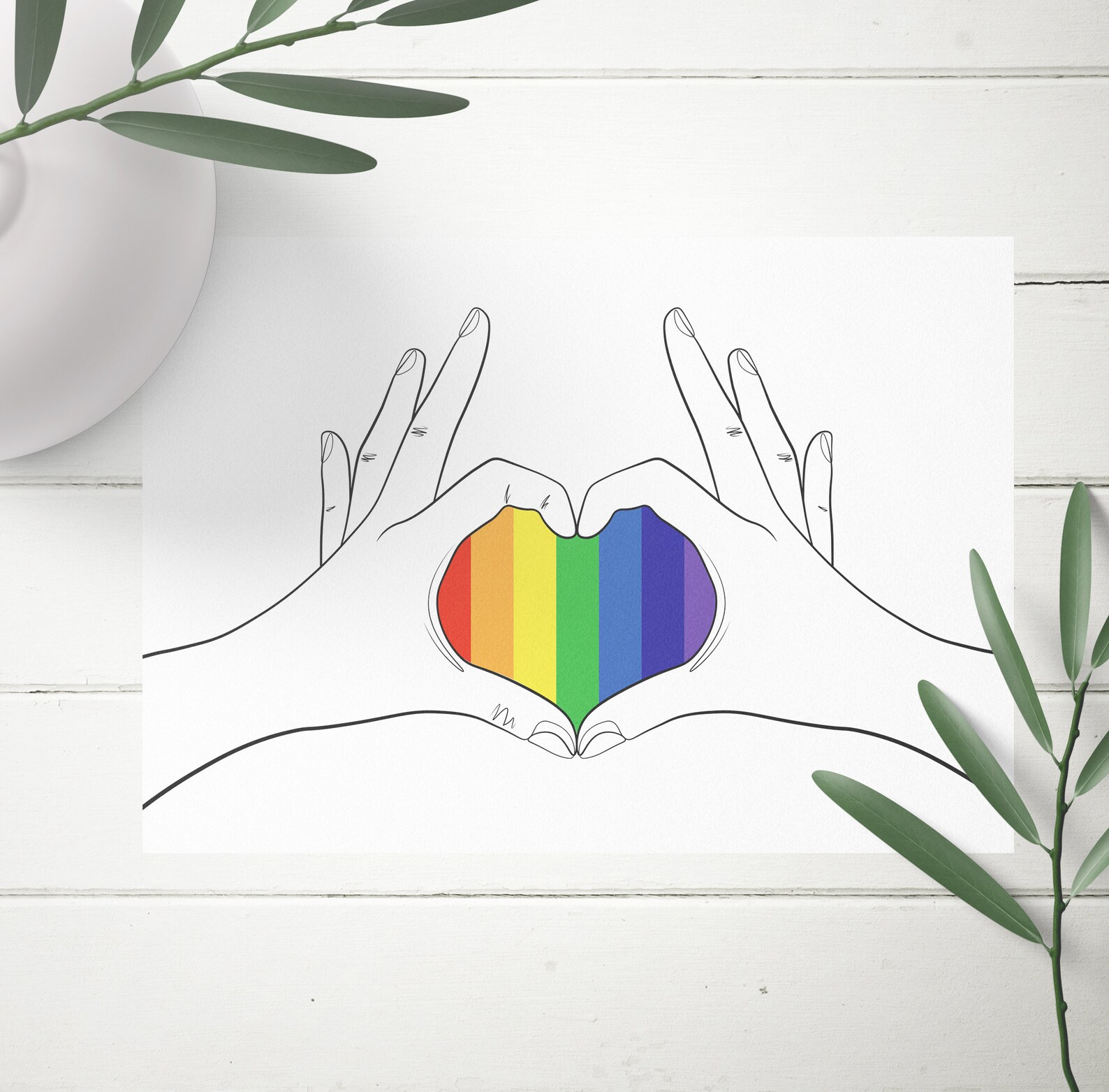 LGBTQ Heart Hands Drawing Hand Sign Love Print LGBT Pride | Etsy