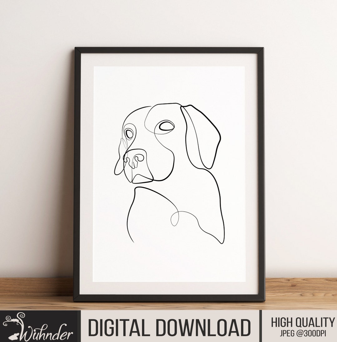 Beagle Single Line Illustration, Beagle Poster, Dog Wall Decor ...