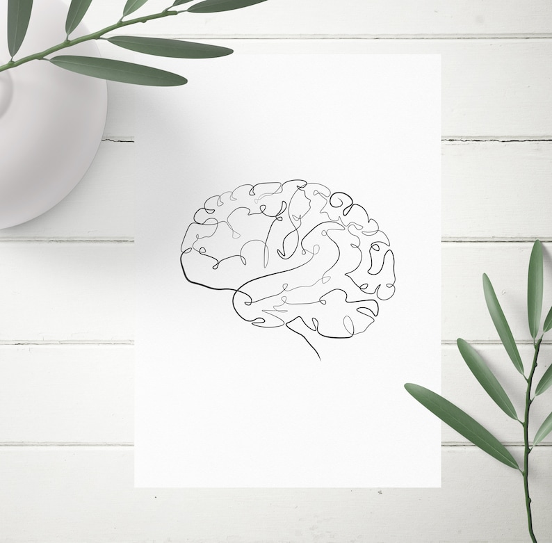 Anatomical Brain Single Line Drawing Medical Art Health | Etsy