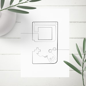 Abstract Retro Handheld Console Line Drawing, Minimalist Art, Gaming ...