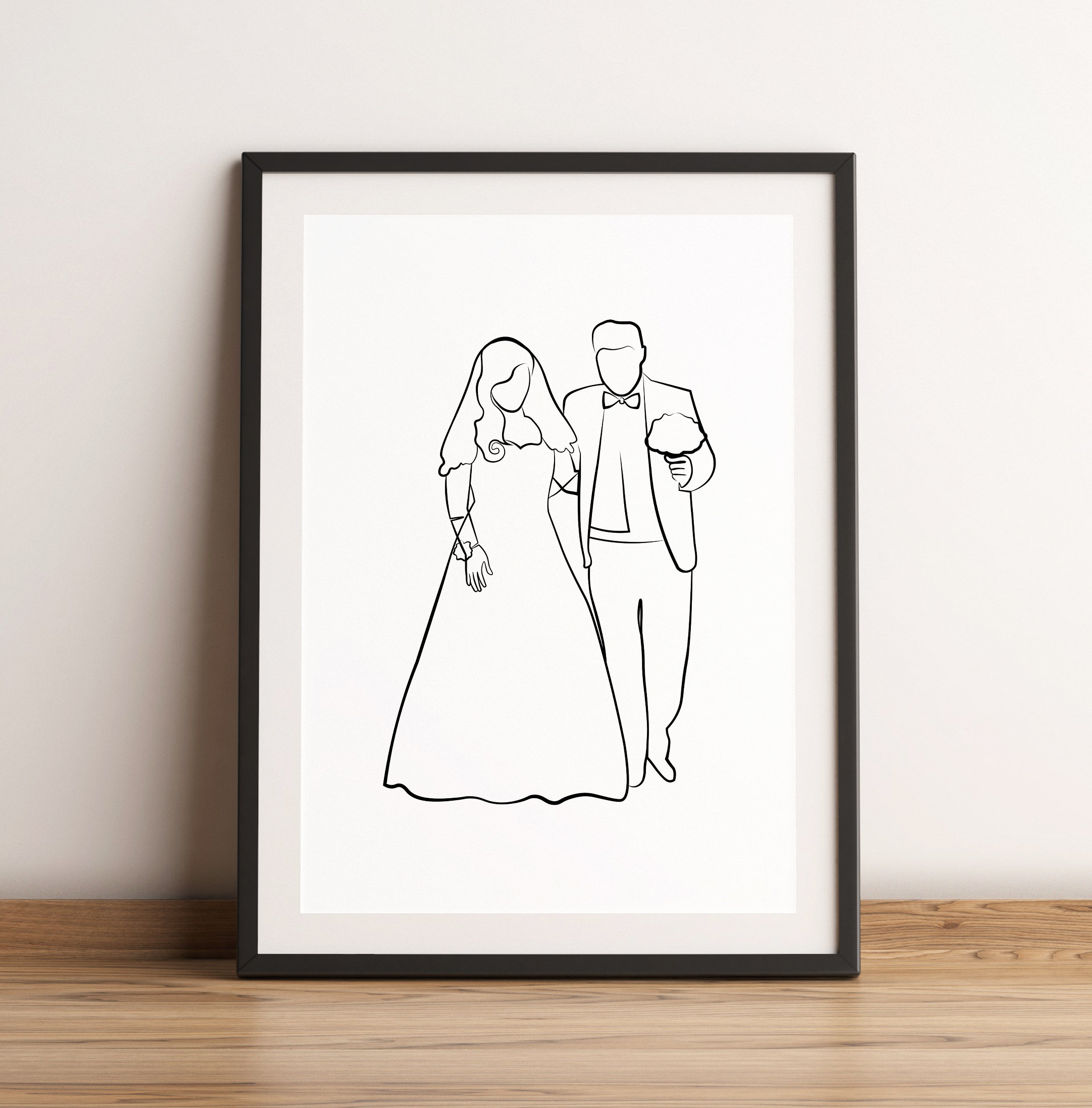Bride And Groom Outline Drawing
