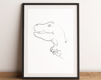 Dinosaur Line Art | Etsy
