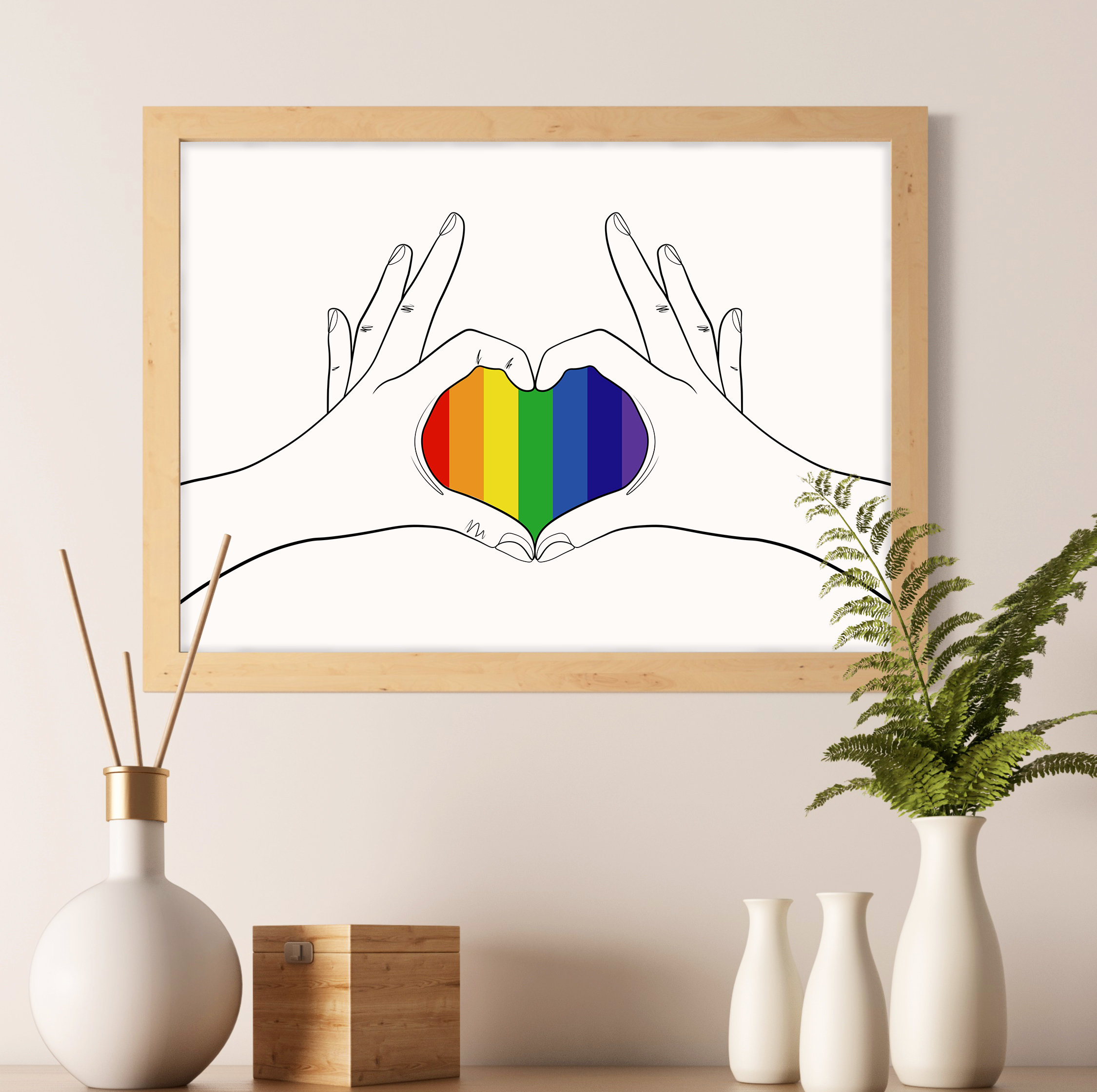 LGBTQ Heart Hands Drawing Hand Sign Love Print LGBT Pride | Etsy