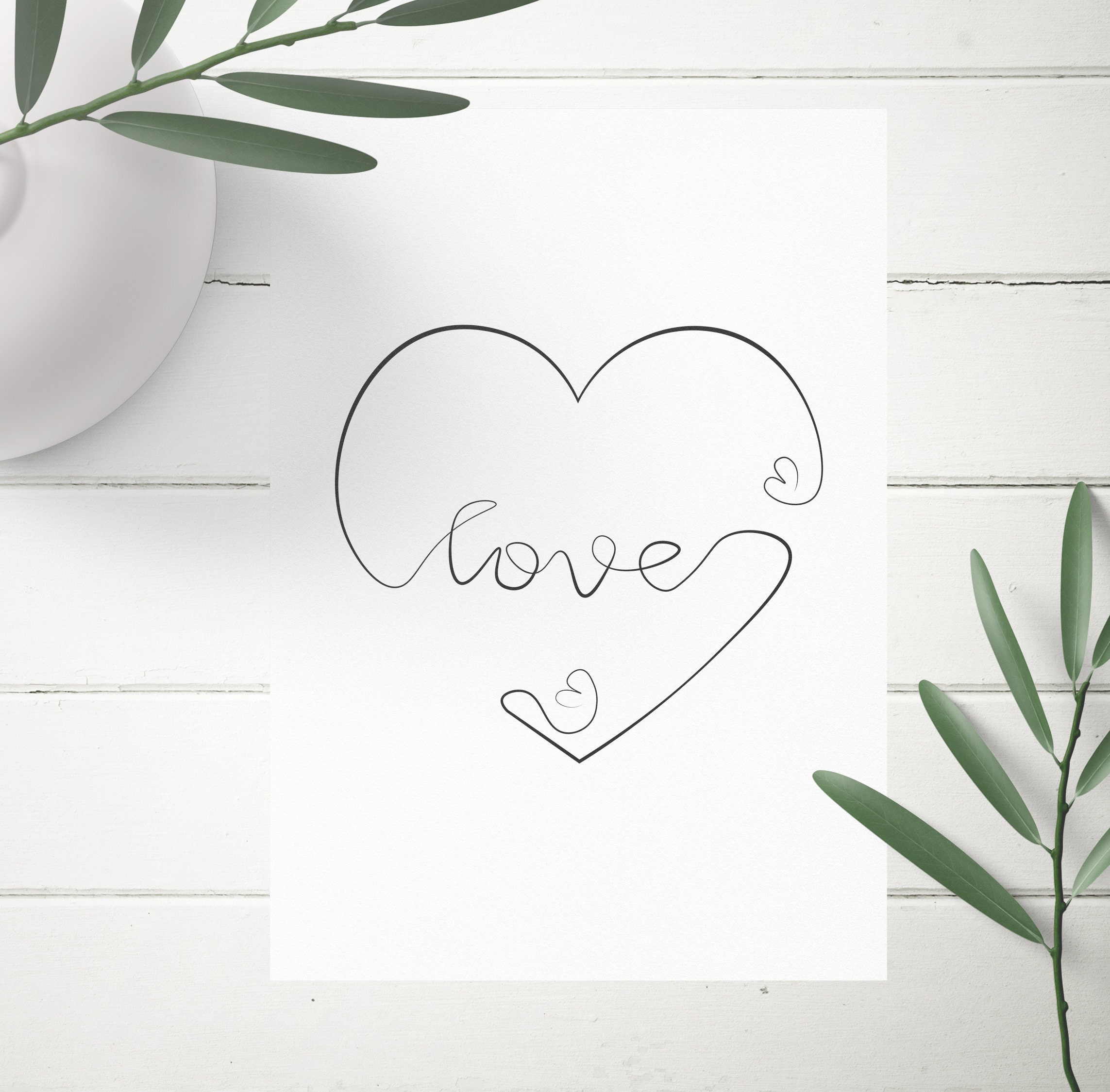 Abstract Heart Singular Line Drawing Minimalist Art Wall - Etsy UK