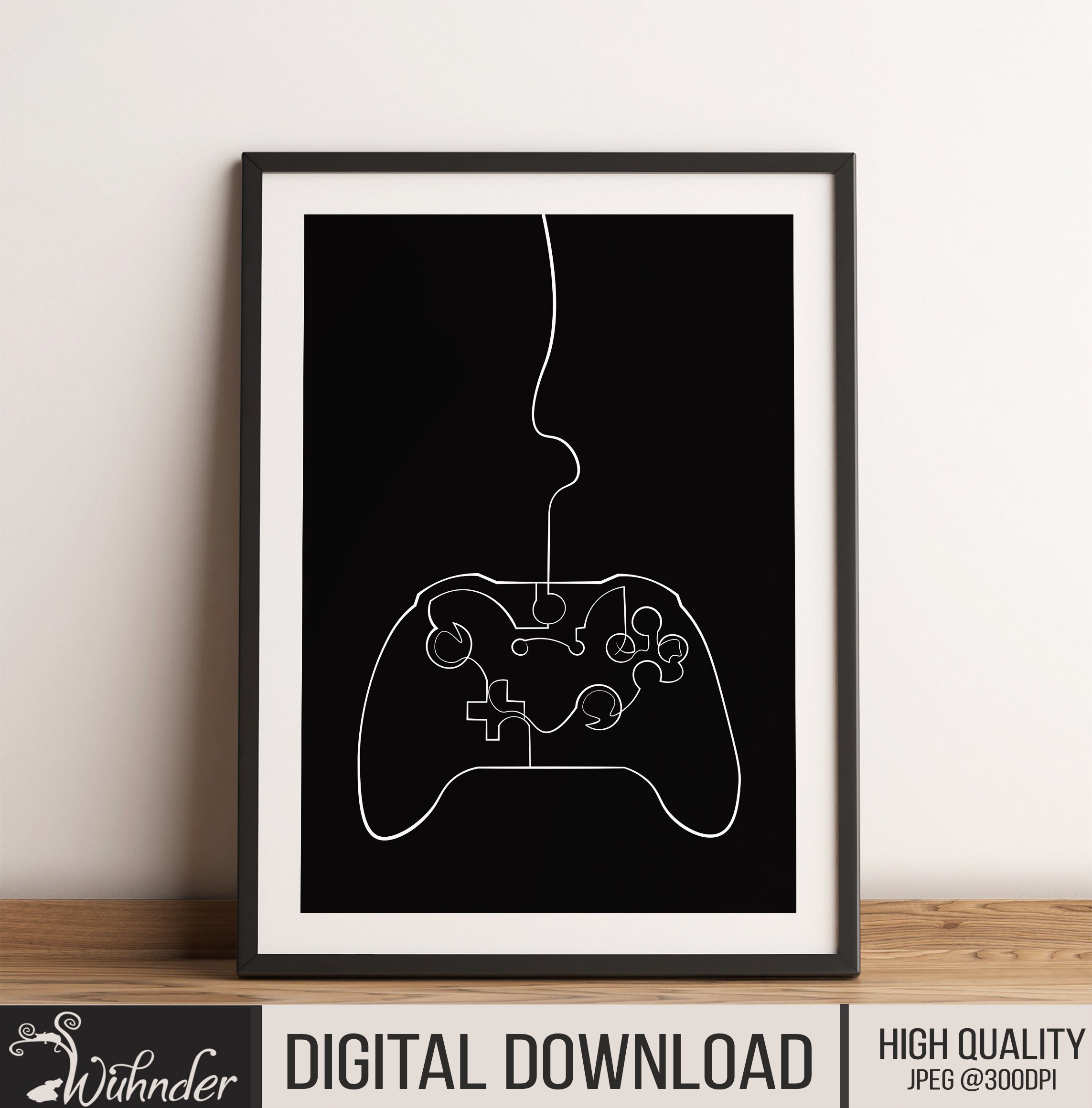 8 Abstract Controller Line Drawing Minimalist Art Gaming | Etsy