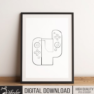 Abstract Controller Line Drawing, Minimalist Art, Gaming Wall Decor ...
