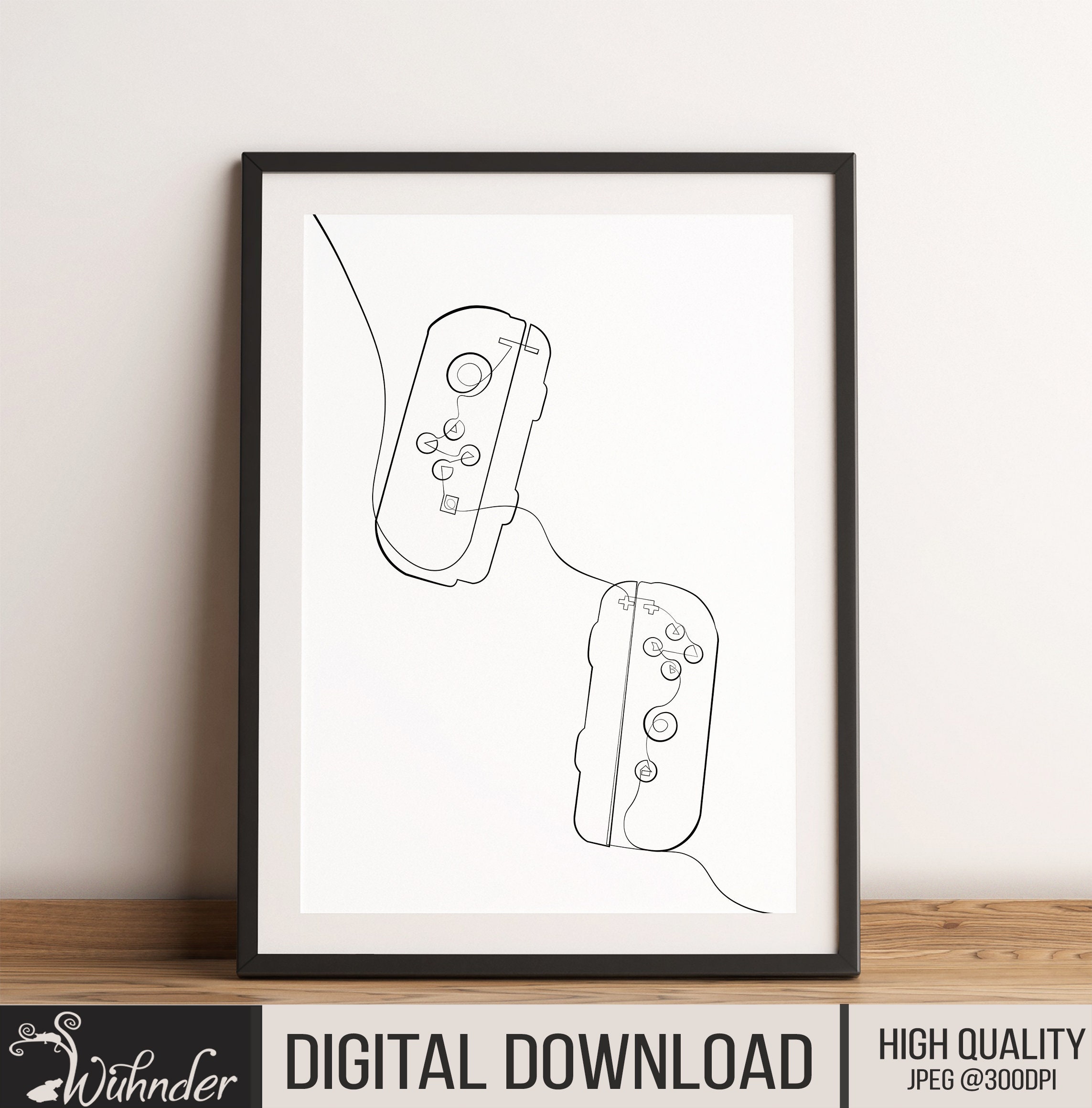 8 Abstract Controller Line Drawing, Minimalist Art, Gaming Wall Decor ...