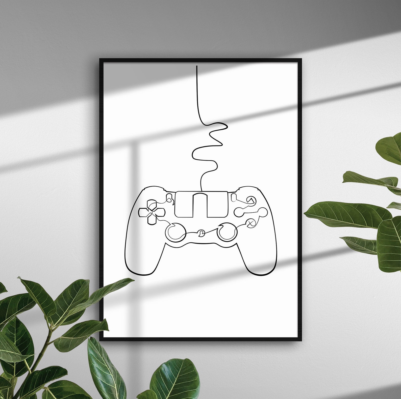 Abstract Controller Line Drawing Minimalist Art Gaming Wall | Etsy