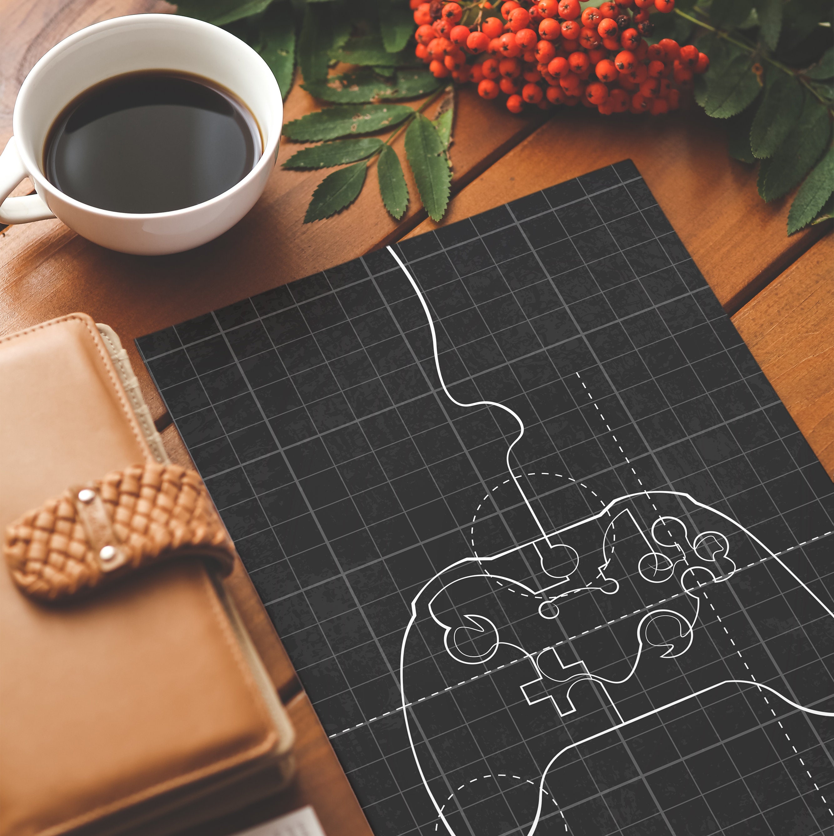 Abstract Controller Line Drawing, Minimalist Art, Gaming Wall Decor ...