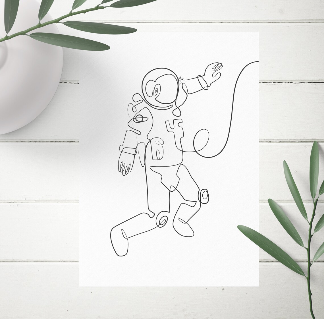Single Line Astronaut, Astronaut Wall Print, Space Wall Decor ...