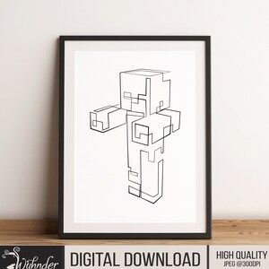 8 Block Abstract Line Drawing, Minimalist Art, Wall Decor, Block ...