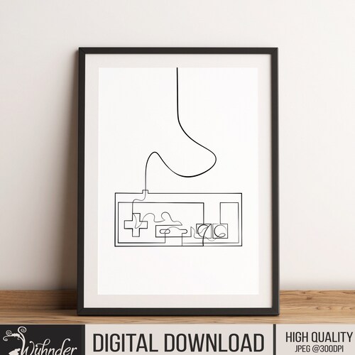 8 Abstract Controller Line Drawing Minimalist Art Gaming - Etsy