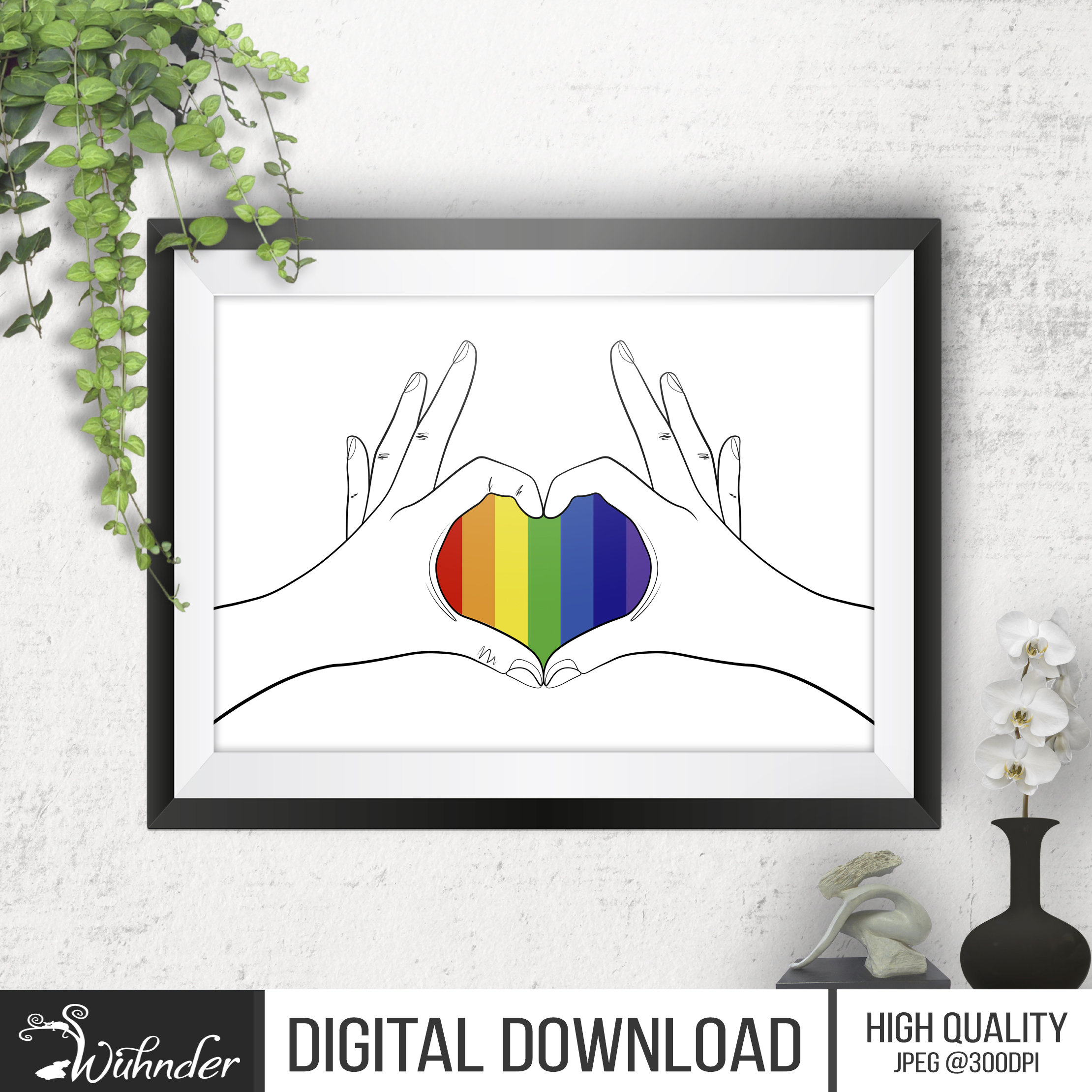 LGBTQ Heart Hands Drawing Hand Sign Love Print LGBT Pride | Etsy