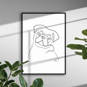 Pug Line Drawing, Dog, Pet Illustration, Pug Artwork, Pug Dog, Pug ...