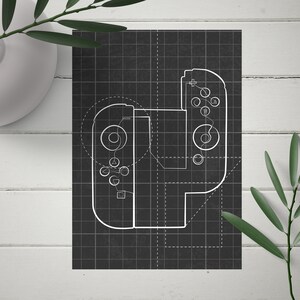 2 Abstract Controller Line Drawing, Minimalist Art, Gaming Wall Decor ...