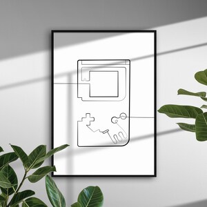 Abstract Retro Handheld Console Line Drawing, Minimalist Art, Gaming ...
