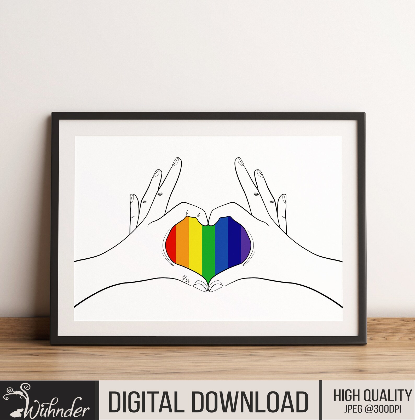 LGBTQ Heart Hands Drawing Hand Sign Love Print LGBT Pride - Etsy