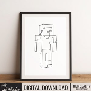 8 Block Abstract Line Drawing, Minimalist Art, Wall Decor, Block ...