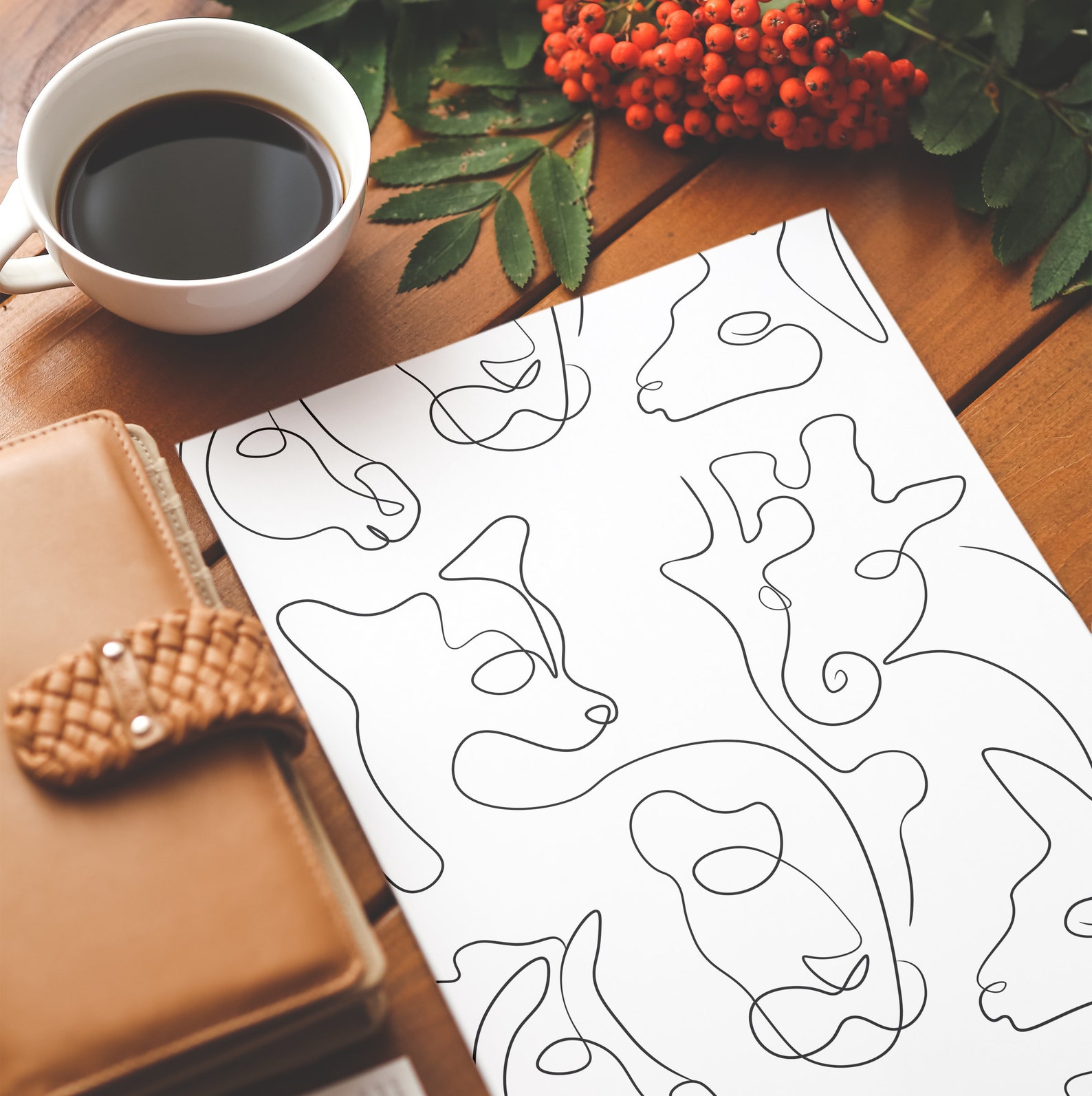 Abstract Animals Continuous Line Drawing Zoo Animals | Etsy