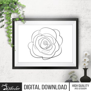 Abstract Rose Singular Line Drawing, Minimalist, Continuous Line ...