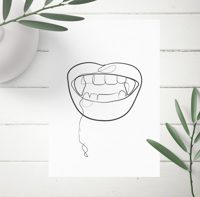 Vampire Lips ONE LINE Illustration | Single Line Drawing | Abstract ...